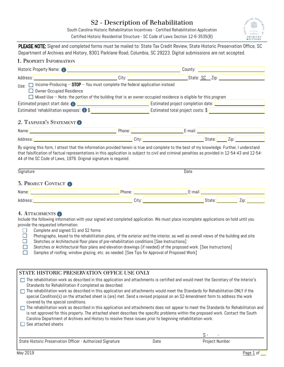Form S2 - Fill Out, Sign Online and Download Fillable PDF, South ...
