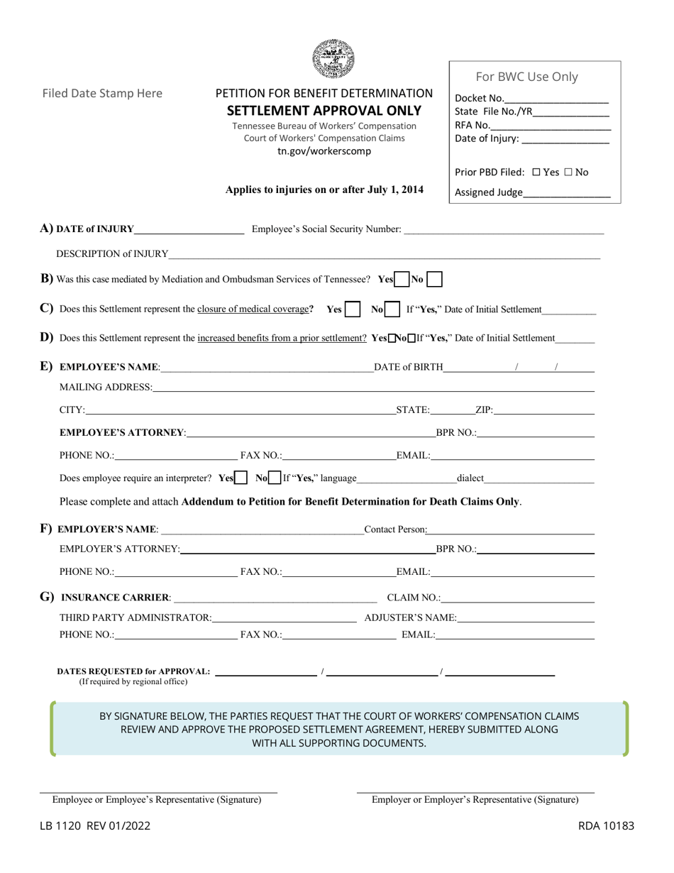 Form LB1120 Download Fillable PDF or Fill Online Petition for Benefit ...