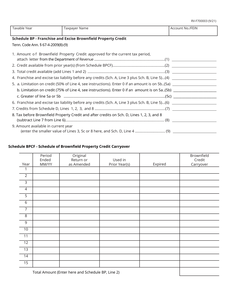 Form RV-F700003 Schedule BP, BPCF - Fill Out, Sign Online and Download ...