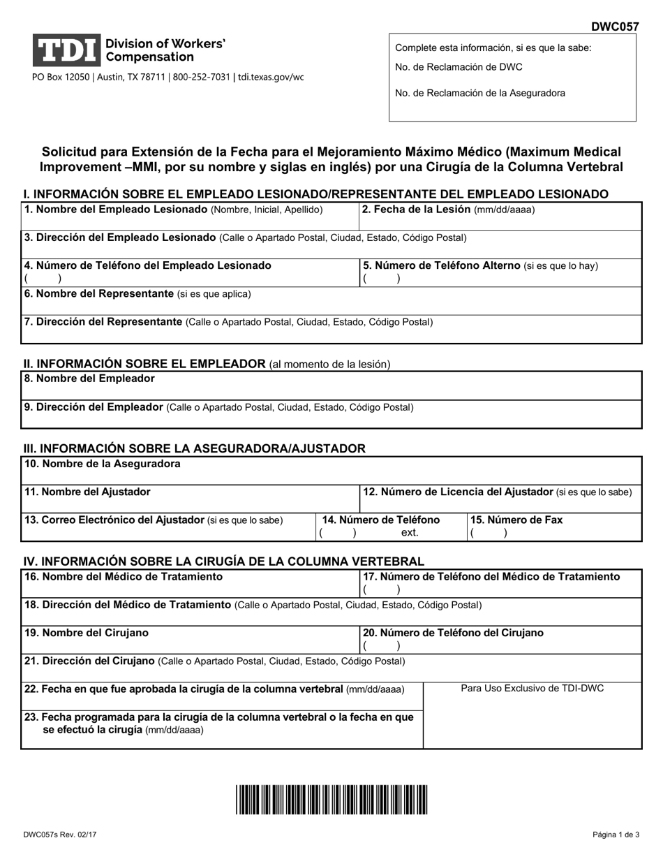 Formulario DWC057 - Fill Out, Sign Online and Download Fillable PDF ...