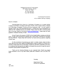 Delaware Certificate of Formation of Limited Liability Company - Fill ...
