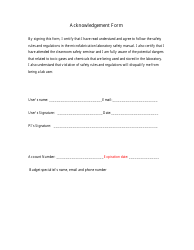 Safety Rules Acknowledgement Form Download Printable PDF | Templateroller