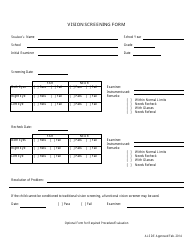 Vision Screening Form Download Printable PDF | Templateroller