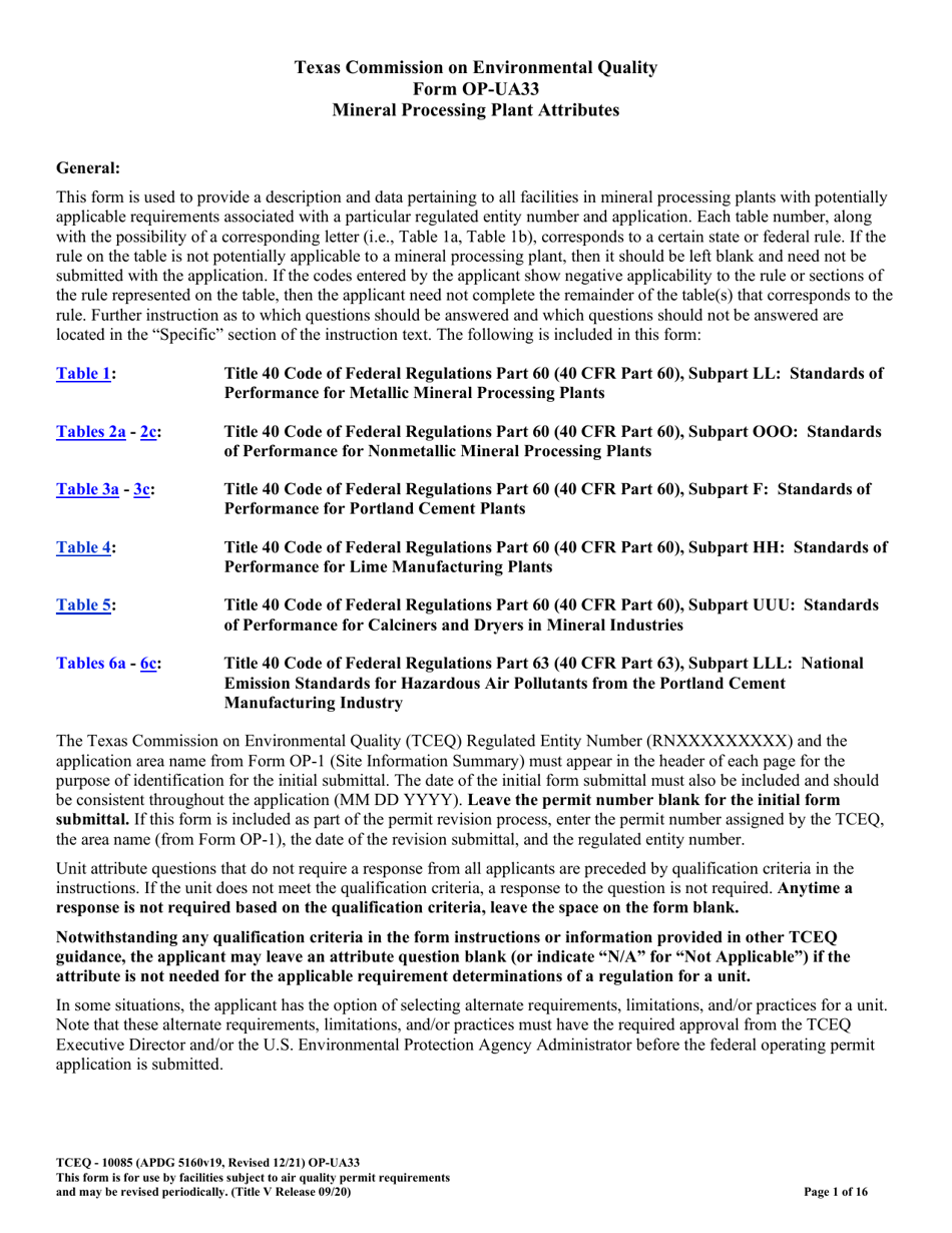 Form TCEQ-10085 (OP-UA33) - Fill Out, Sign Online and Download Fillable ...