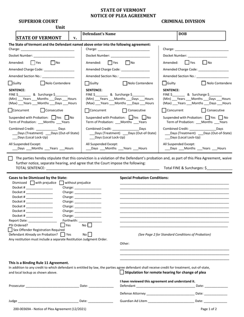 Form 200-00369A Download Fillable PDF or Fill Online Notice of Plea ...