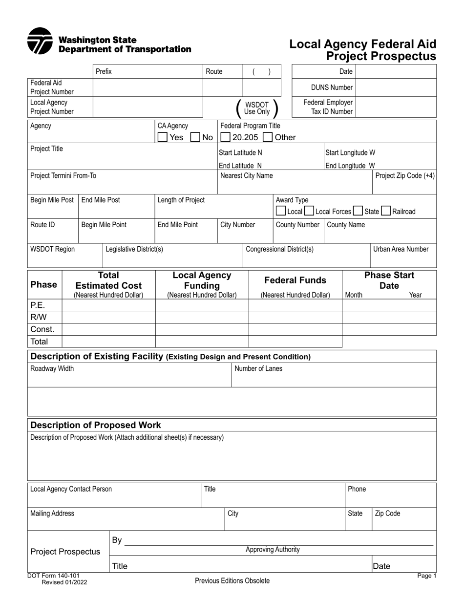 DOT Form 140-101 - Fill Out, Sign Online and Download Fillable PDF ...
