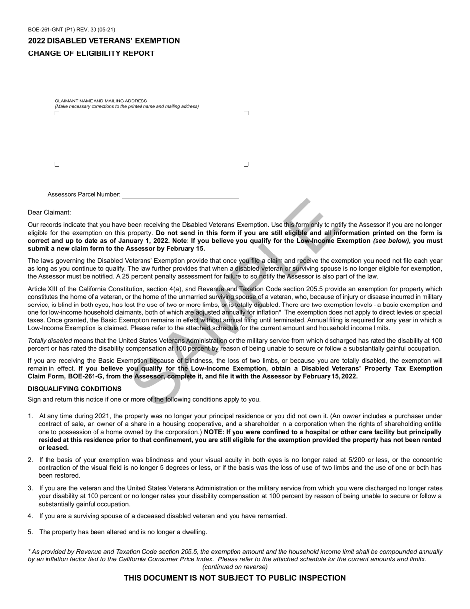 Form BOE-261-GNT - 2022 - Fill Out, Sign Online and Download Printable ...