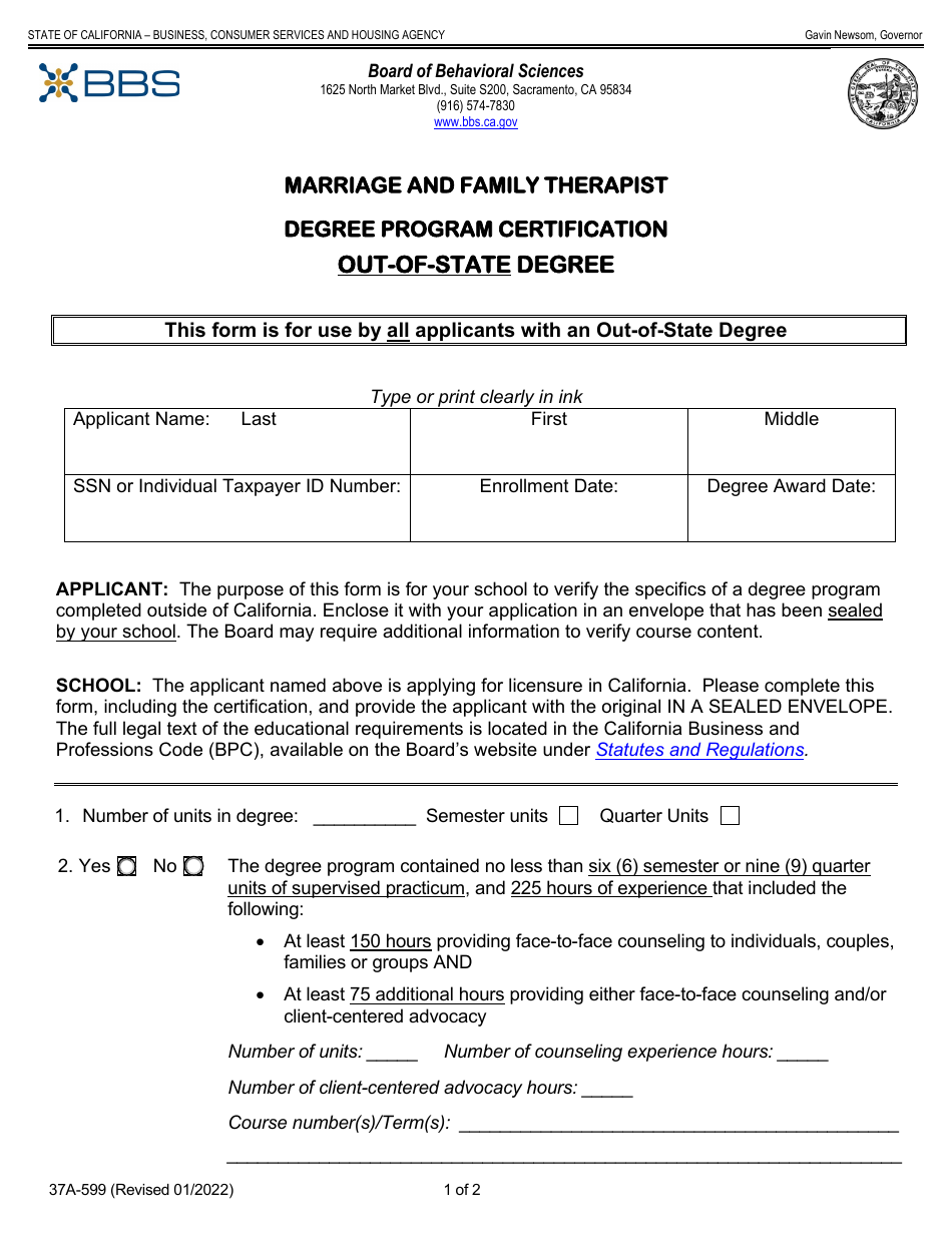 Form 37A-599 - Fill Out, Sign Online and Download Fillable PDF ...