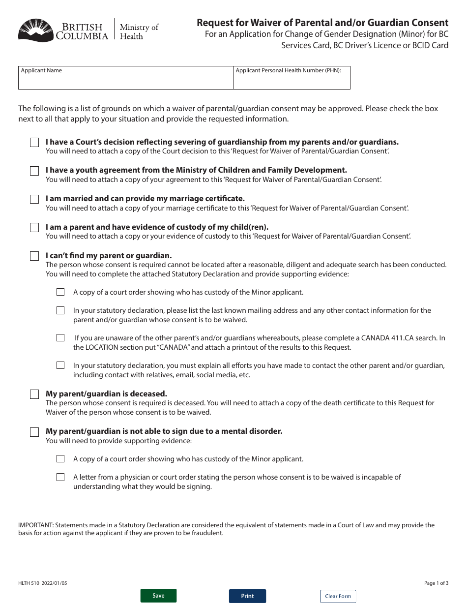 Form HLTH510 - Fill Out, Sign Online and Download Fillable PDF, British ...