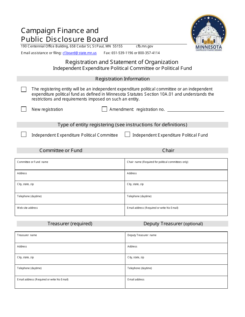 Minnesota Registration and Statement of Organization - Independent ...