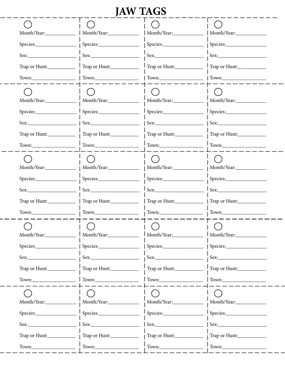 Maine Jaw Tags - Fill Out, Sign Online and Download PDF | Templateroller