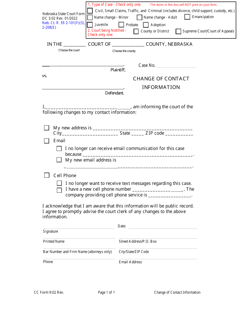 Form DC3:02 - Fill Out, Sign Online and Download Fillable PDF, Nebraska ...