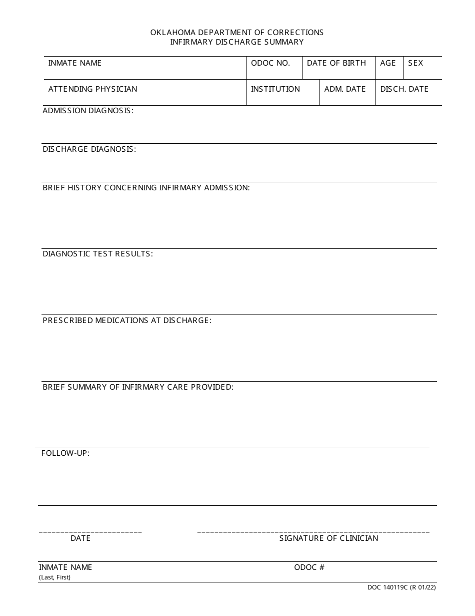 Form OP-140119C Download Printable PDF or Fill Online Infirmary ...