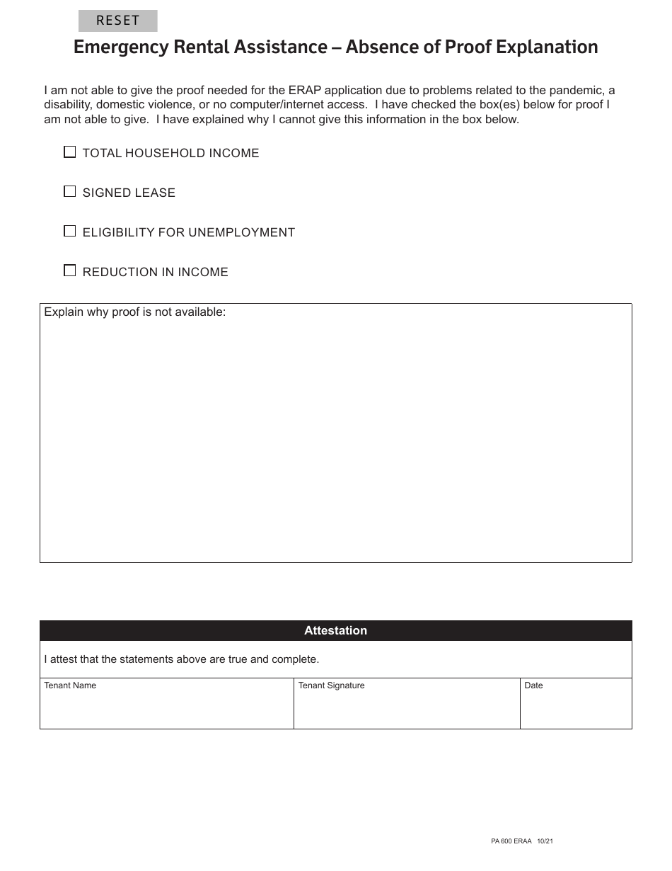 Form PA600 ERAA - Fill Out, Sign Online and Download Fillable PDF ...