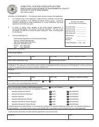 Form SFN16610 Download Printable PDF or Fill Online Asbestos ...