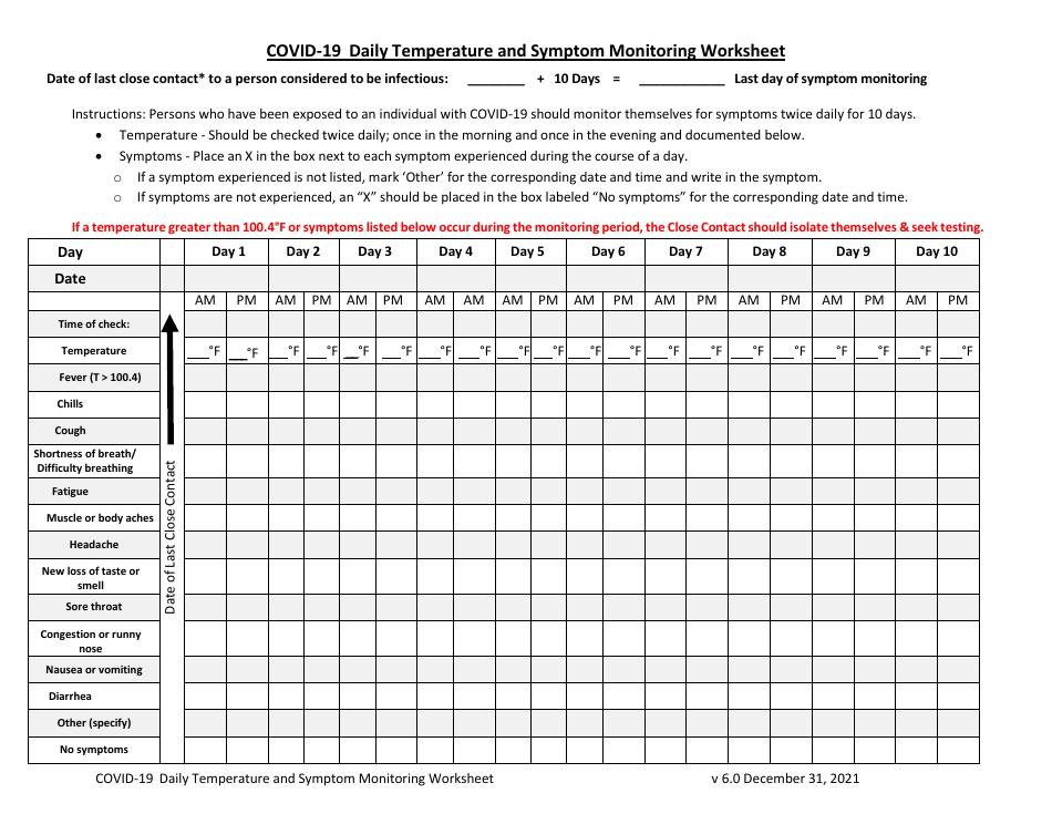 South Carolina Covid-19 Daily Temperature and Symptom Monitoring ...