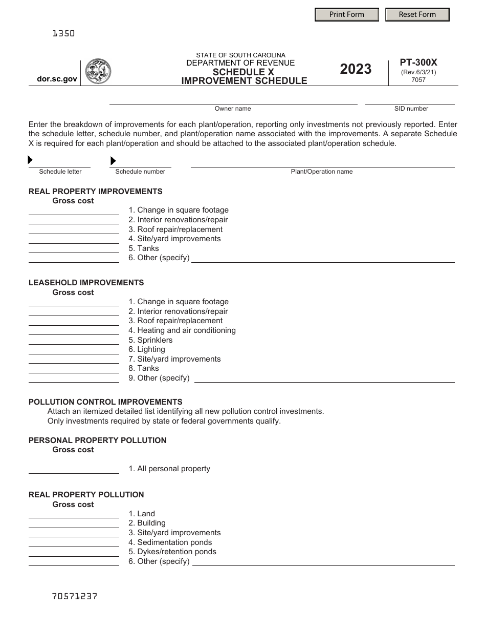 Form PT-300 Schedule X - 2023 - Fill Out, Sign Online and Download ...