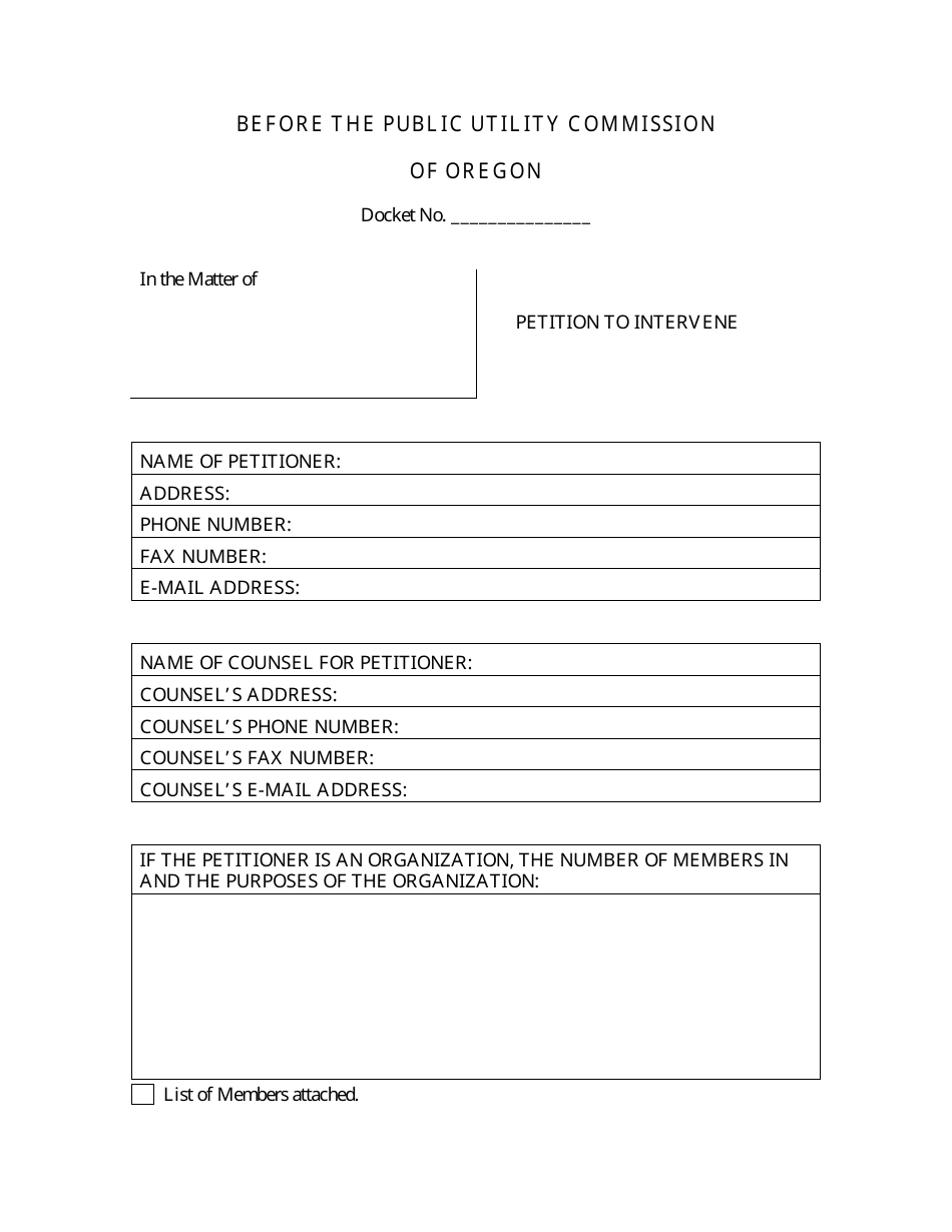 Oregon Petition to Intervene - Fill Out, Sign Online and Download PDF | Templateroller
