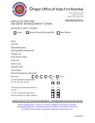Oregon Application for Incident Management Teams - Resource Unit Leader ...