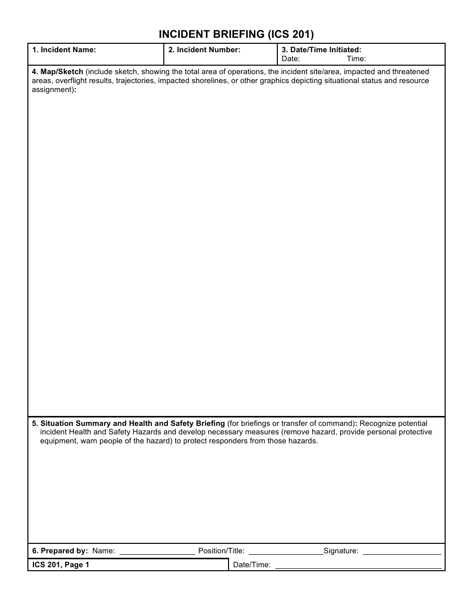 Form ICS201 - Fill Out, Sign Online and Download Fillable PDF ...