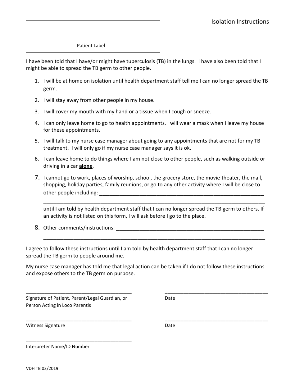 Virginia Isolation Instructions - Fill Out, Sign Online and Download ...