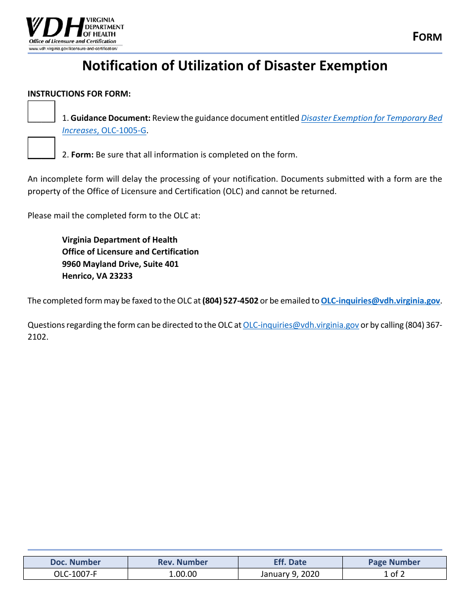 Form OLC-1007‐F - Fill Out, Sign Online and Download Fillable PDF ...