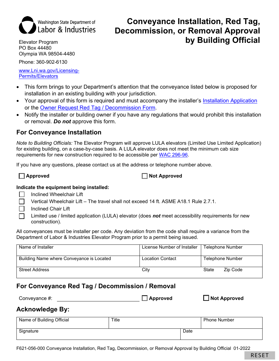 Form F621-056-000 Download Fillable PDF or Fill Online Conveyance ...
