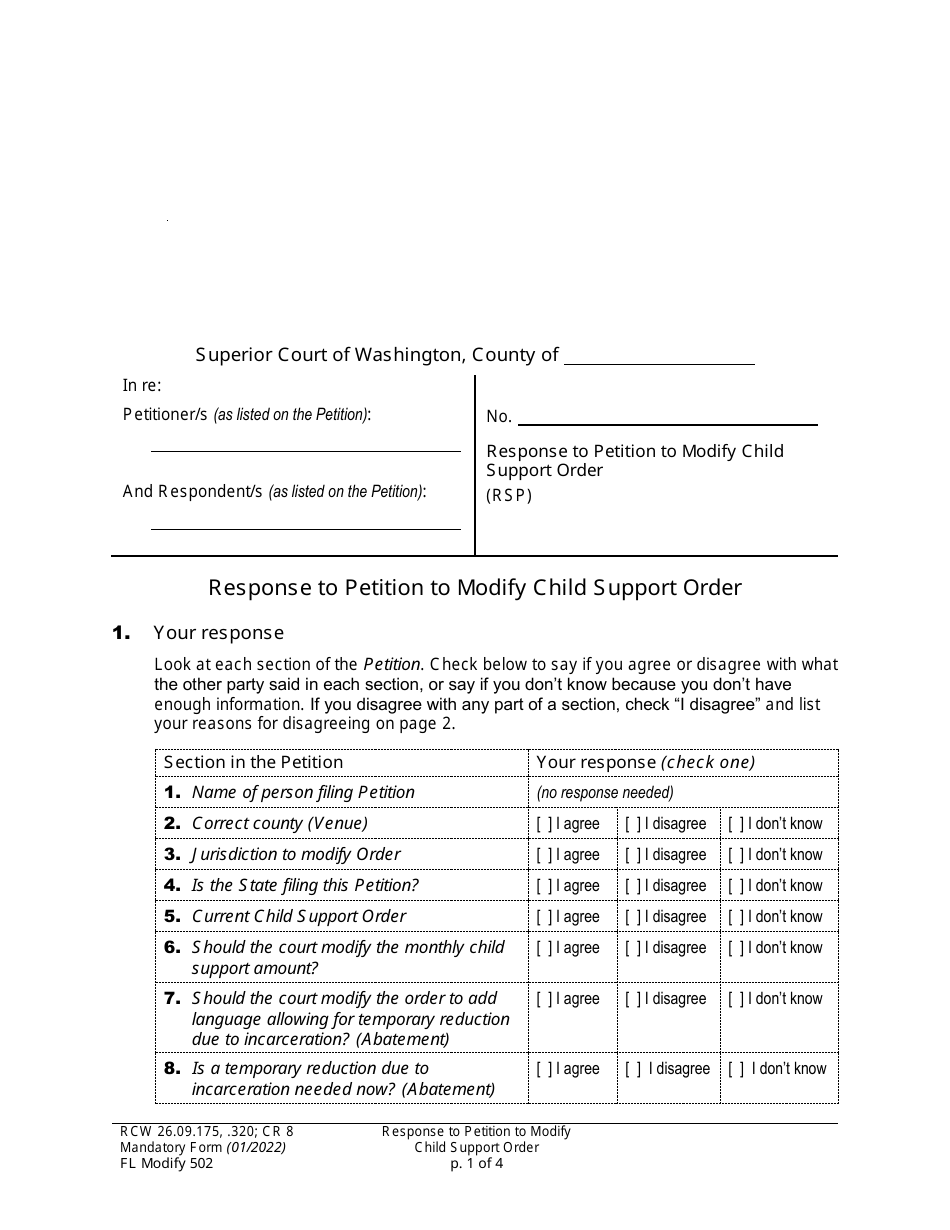 Form FL Modify502 - Fill Out, Sign Online and Download Printable PDF ...