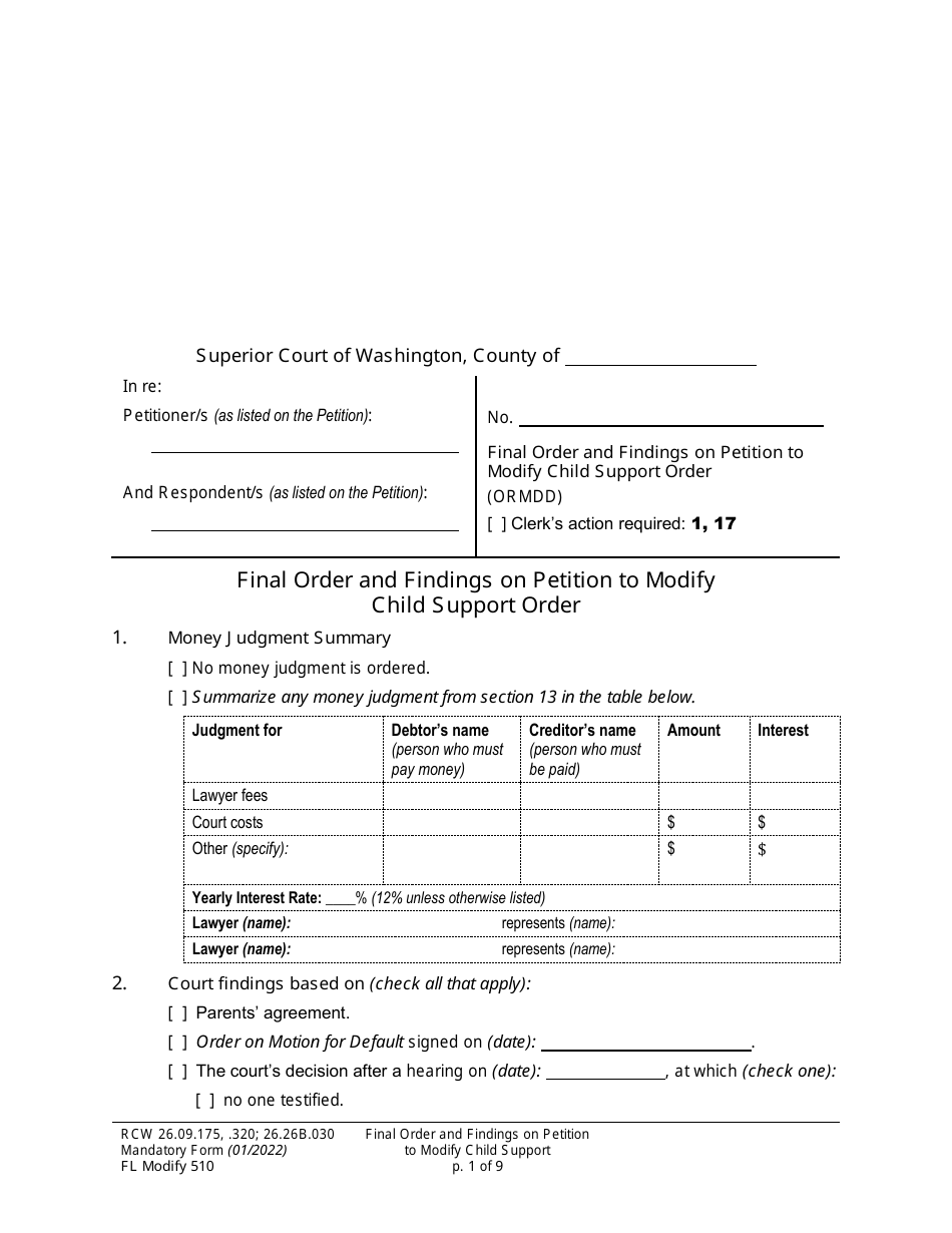Form FL Modify510 - Fill Out, Sign Online and Download Printable PDF ...