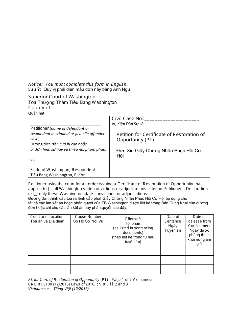 Form CRO01.0100 - Fill Out, Sign Online and Download Printable PDF ...