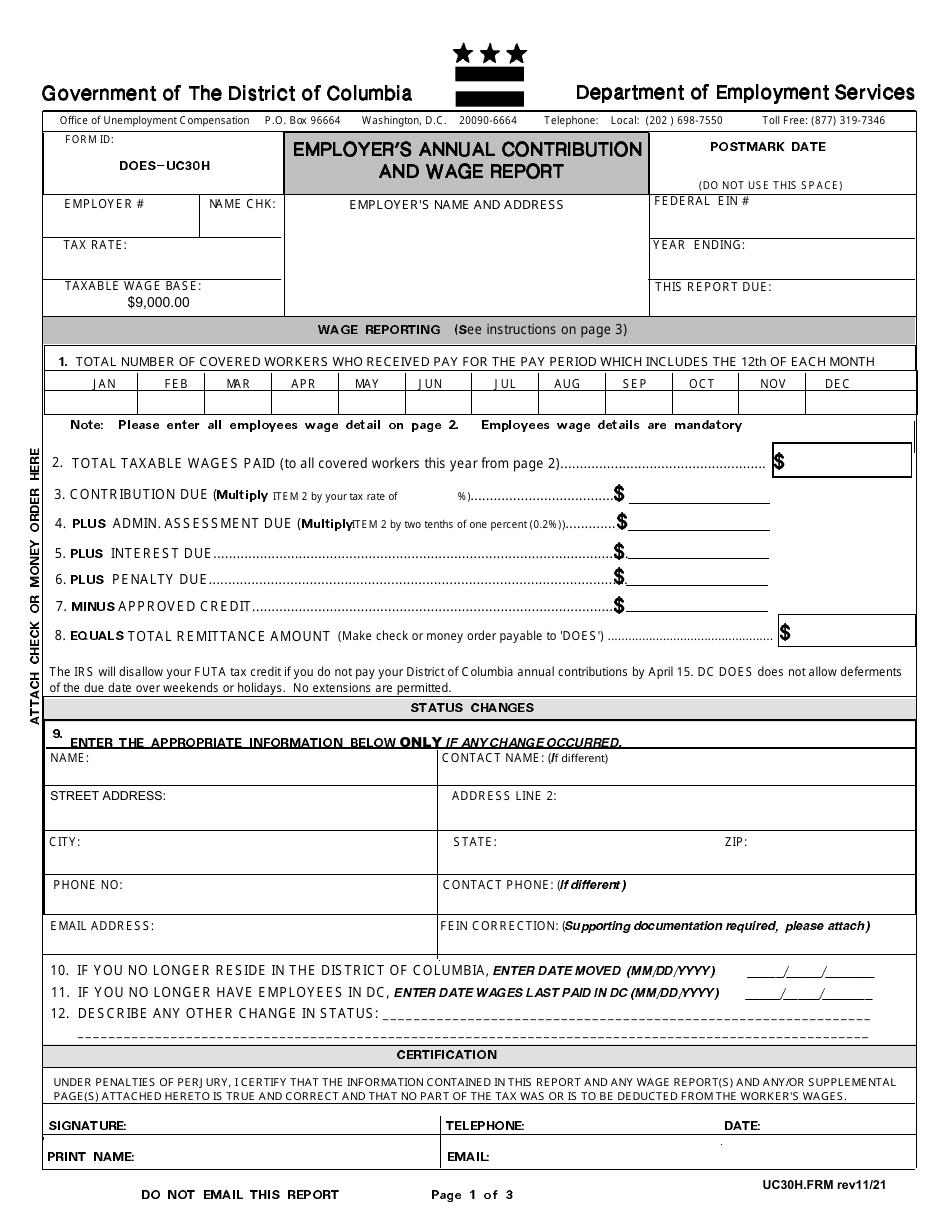 Form UC30H - Fill Out, Sign Online and Download Fillable PDF ...