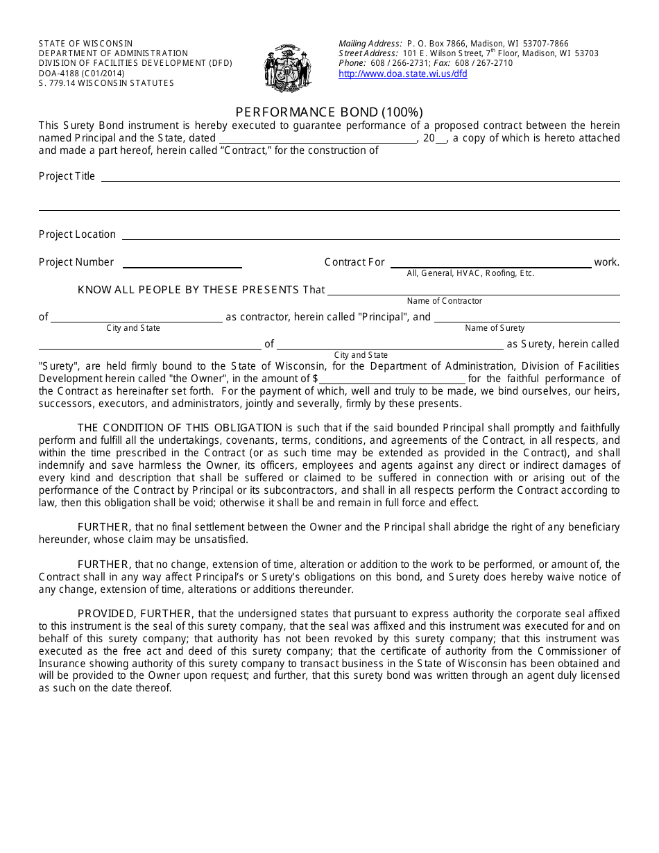 Form DOA-4188 - Fill Out, Sign Online and Download Printable PDF ...