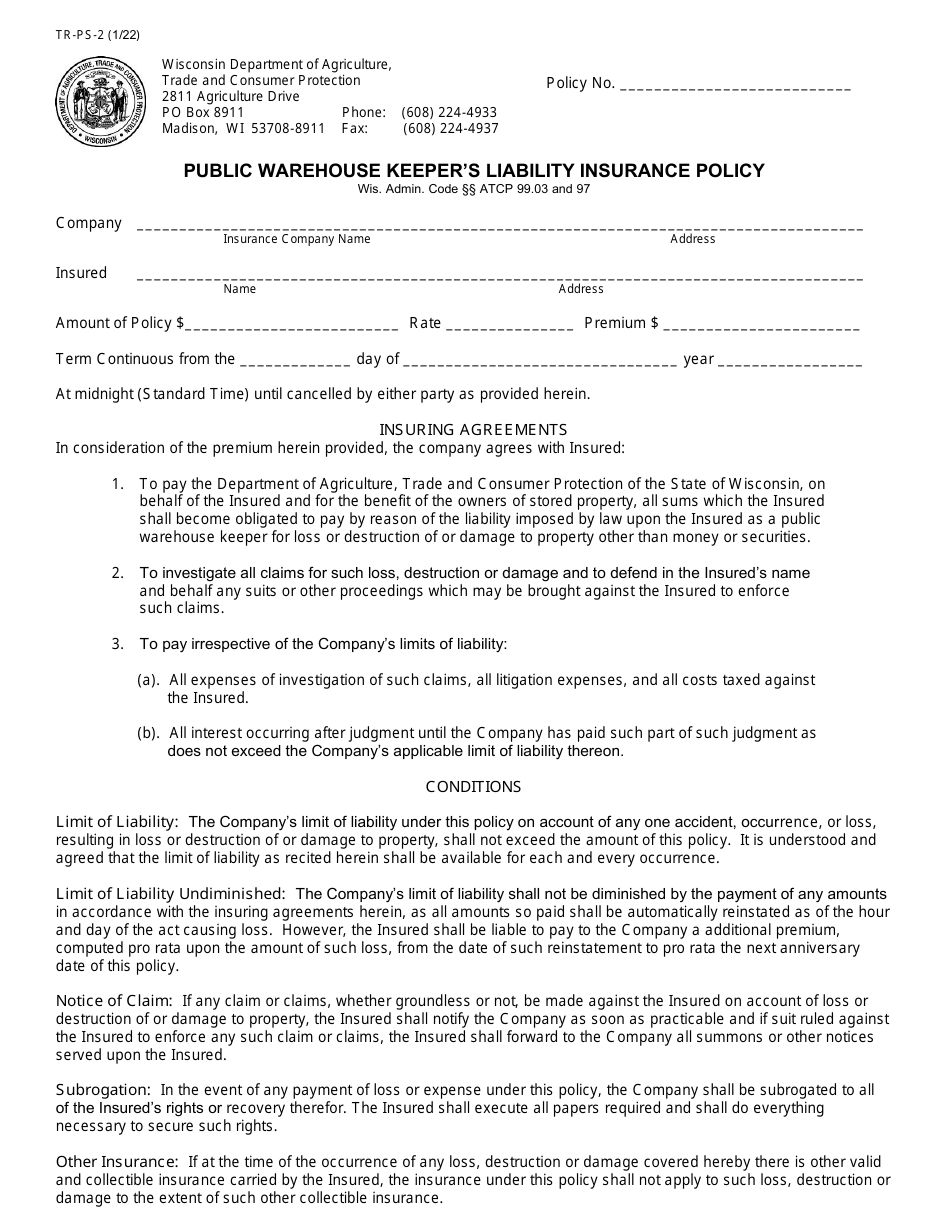 Form TR-PS-2 - Fill Out, Sign Online and Download Printable PDF ...