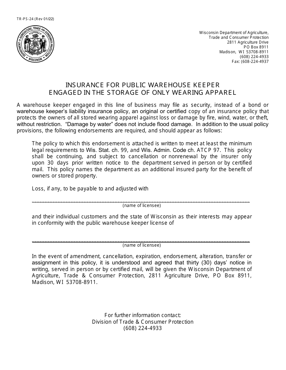 Form TR-PS-24 - Fill Out, Sign Online and Download Printable PDF ...