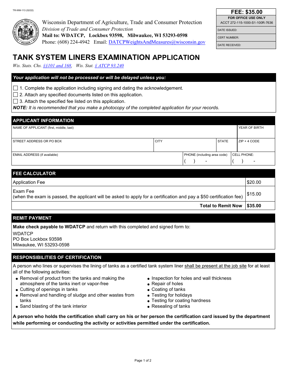 Form TR-WM-113 - Fill Out, Sign Online and Download Printable PDF ...