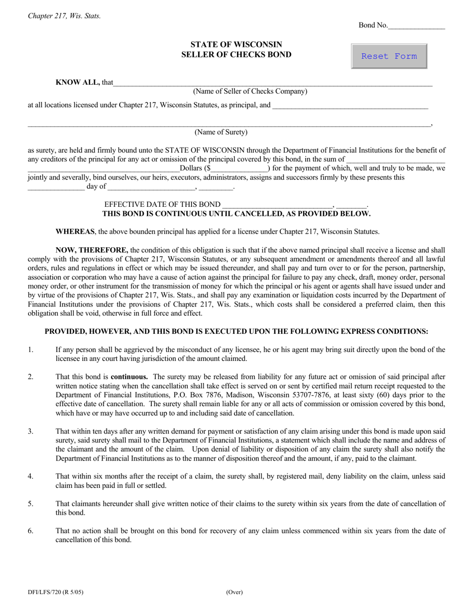 Form DFI/LFS/720 - Fill Out, Sign Online and Download Fillable PDF ...