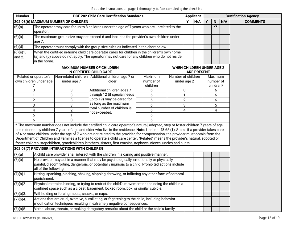 Form DCF-F-DWSW49 - Fill Out, Sign Online and Download Printable PDF ...