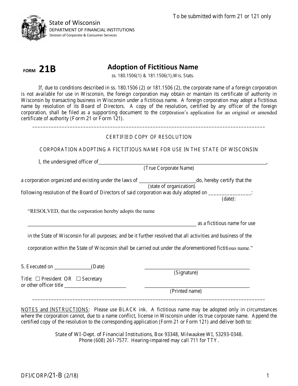 Form DFI/CORP/21-B - Fill Out, Sign Online and Download Fillable PDF ...