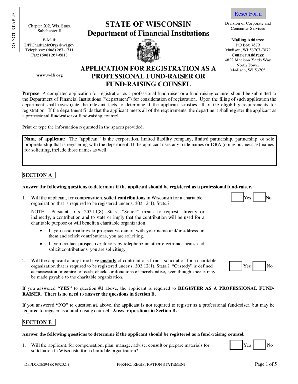 Form DFI/DCCS/294 - Fill Out, Sign Online and Download Fillable PDF ...