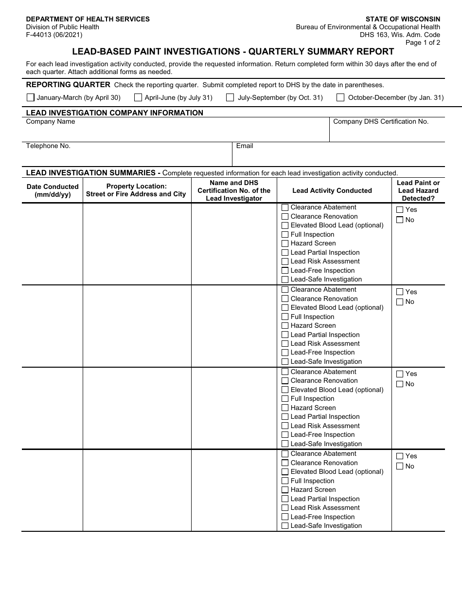 Form F-44013 - Fill Out, Sign Online and Download Fillable PDF, Wisconsin | Templateroller