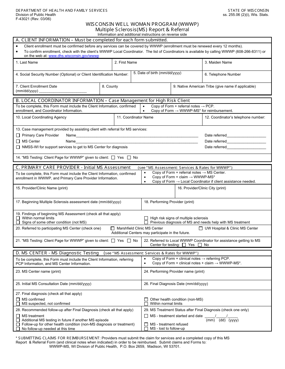 Form F-43021 - Fill Out, Sign Online and Download Printable PDF ...