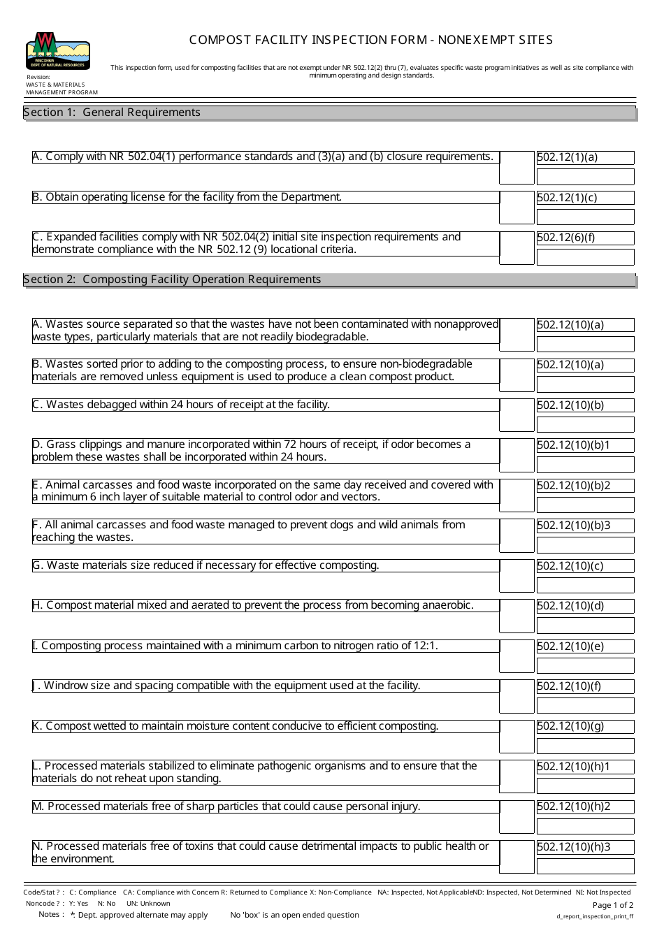 Wisconsin Compost Facility Inspection Form - Nonexempt Sites - Fill Out ...