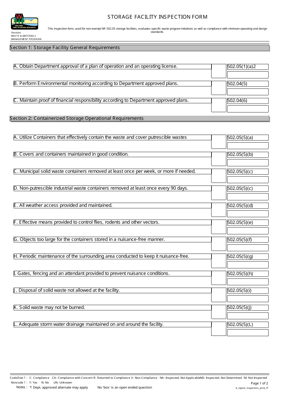 Wisconsin Storage Facility Inspection Form - Fill Out, Sign Online and ...