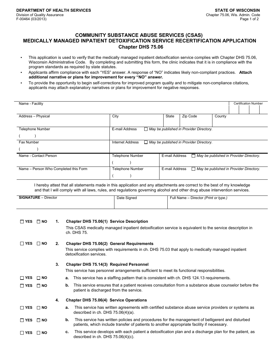 Form F-00464 - Fill Out, Sign Online and Download Printable PDF ...