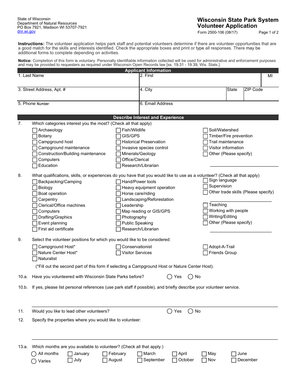 Form 2500-106 - Fill Out, Sign Online and Download Fillable PDF ...