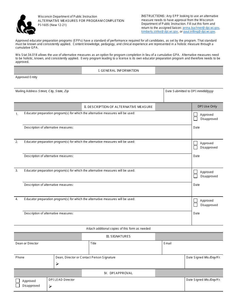 Form PI-1605 - Fill Out, Sign Online and Download Fillable PDF, Wisconsin | Templateroller