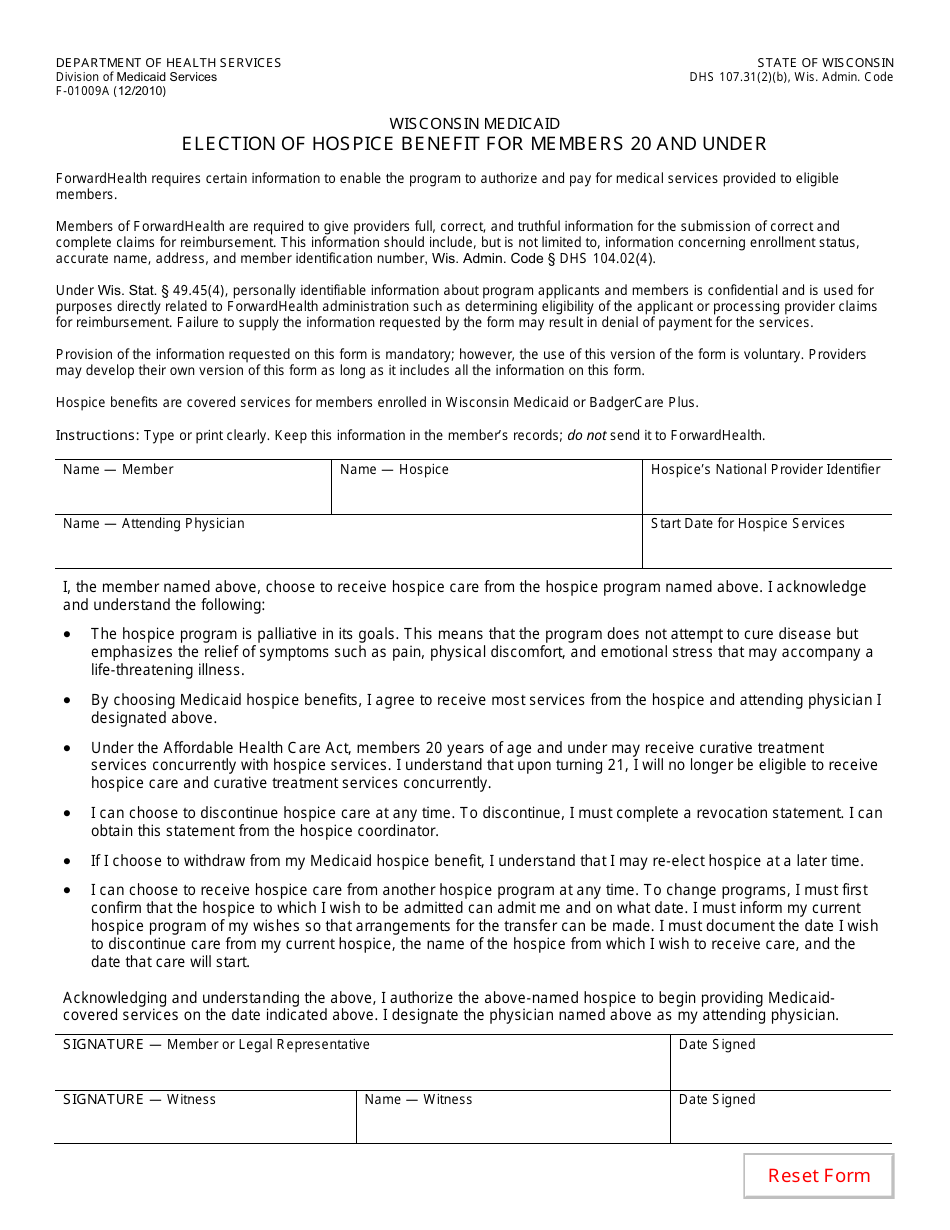 Form F-01009A - Fill Out, Sign Online and Download Fillable PDF ...