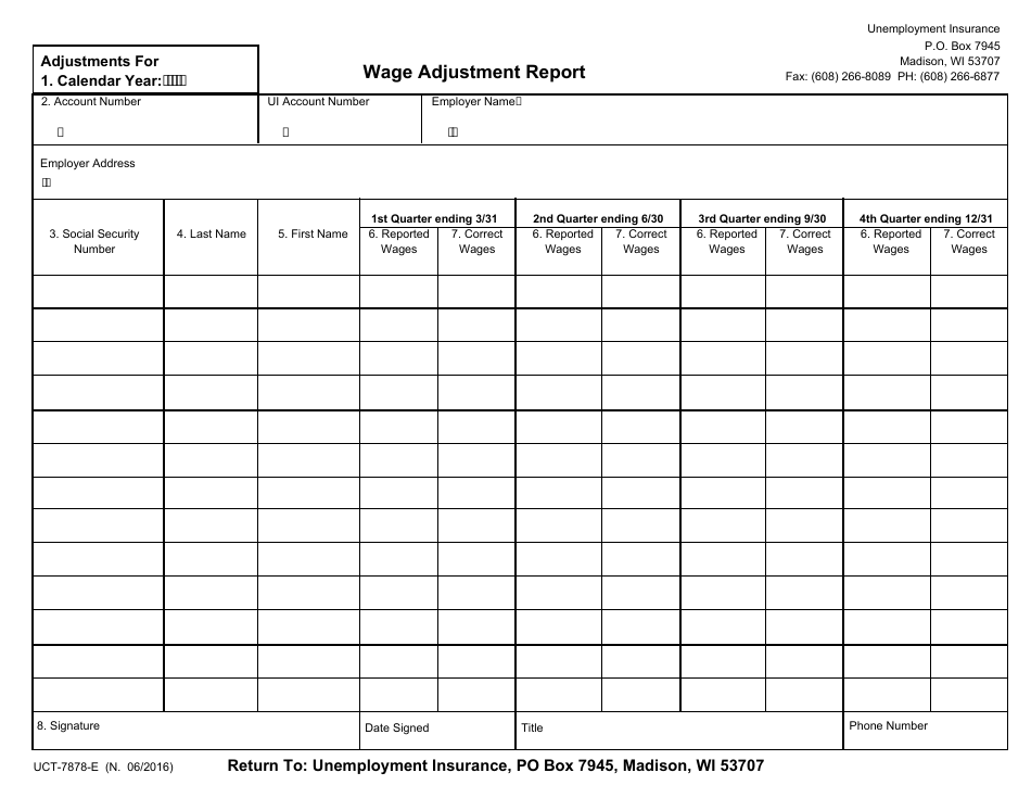 Form UCT-7878-E - Fill Out, Sign Online and Download Fillable PDF, Wisconsin | Templateroller