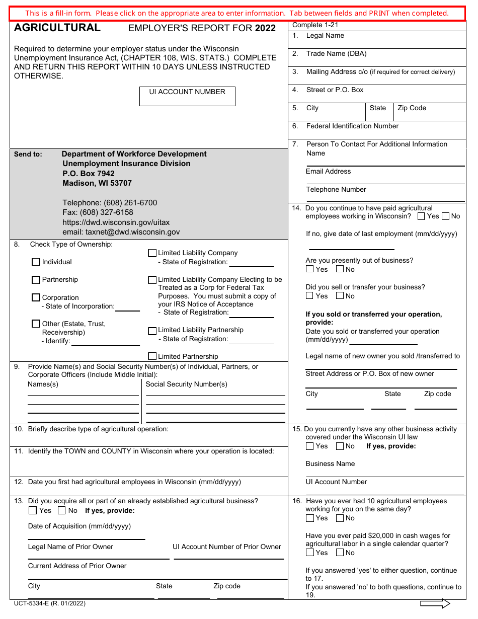 Form UCT-5334-E - 2022 - Fill Out, Sign Online and Download Fillable ...