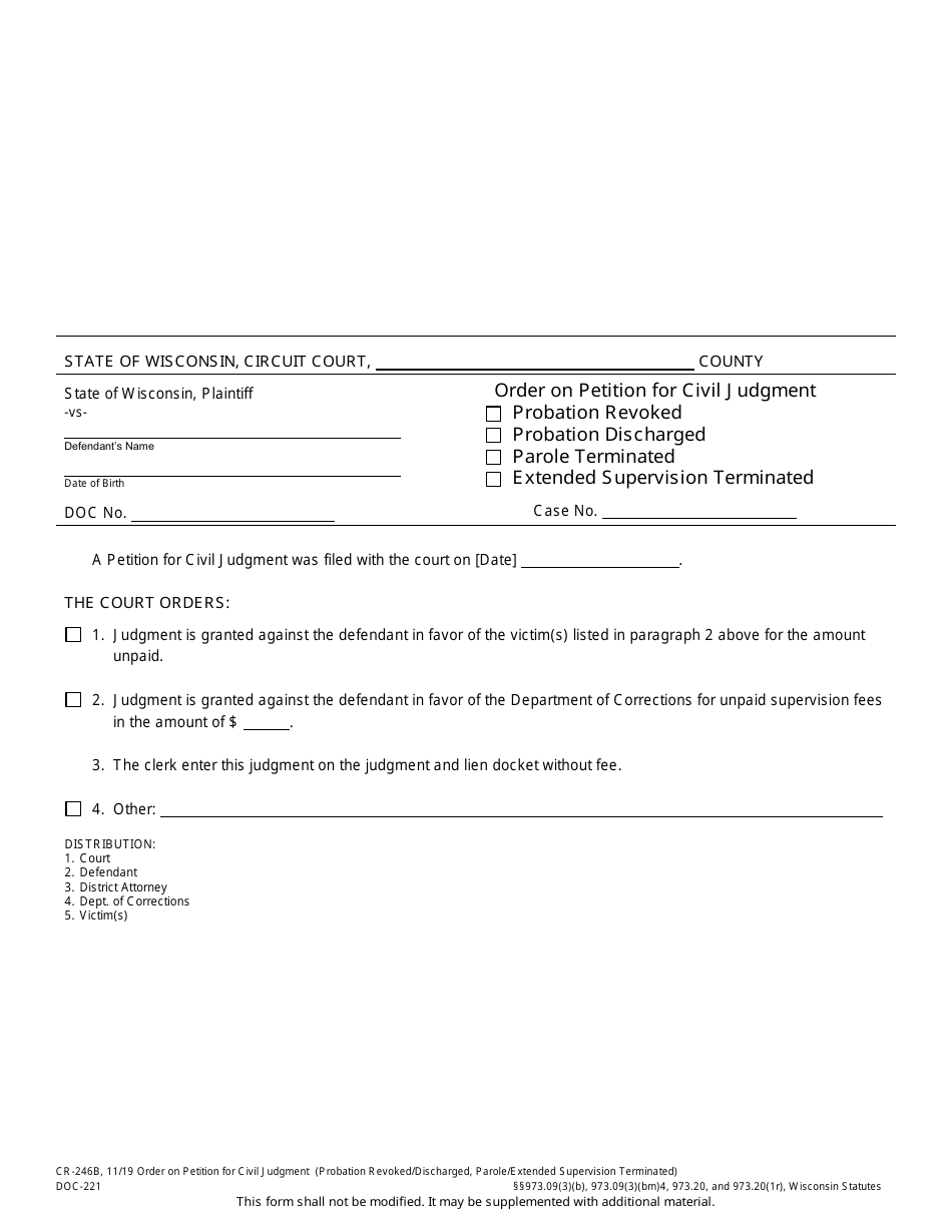 Form CR-246B (DOC-221) - Fill Out, Sign Online and Download Printable ...